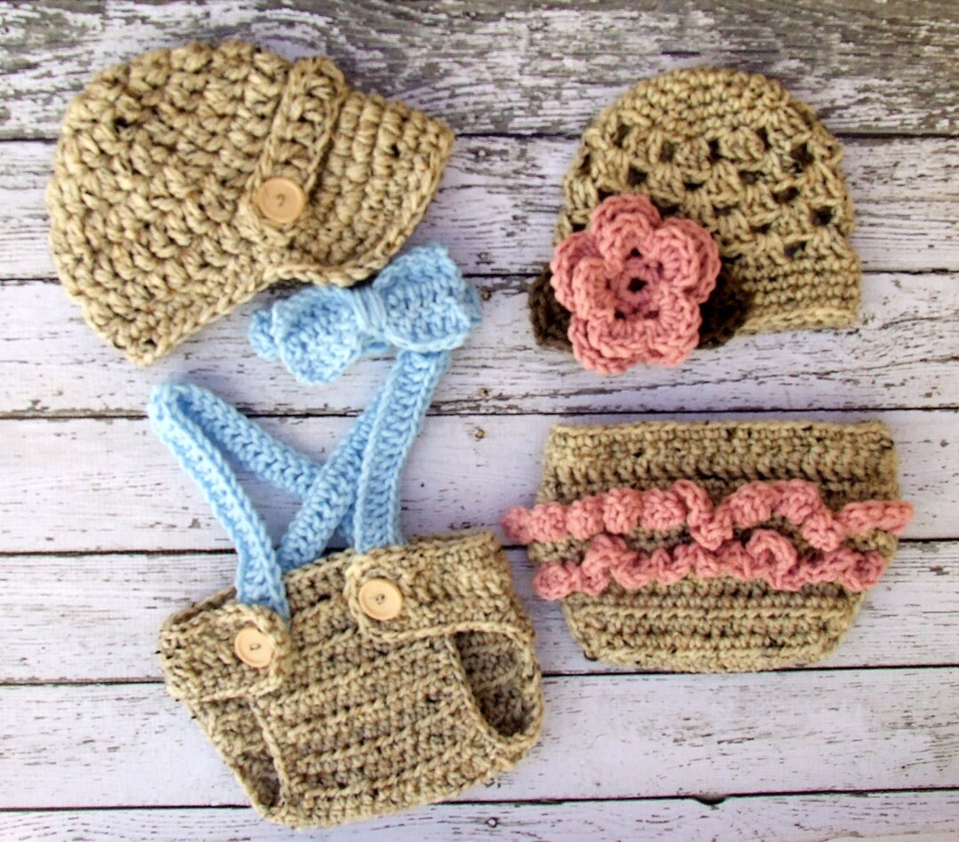 Vintage Twin Photography Prop Set in Oatmeal, Blue, Pink and Taupe ...