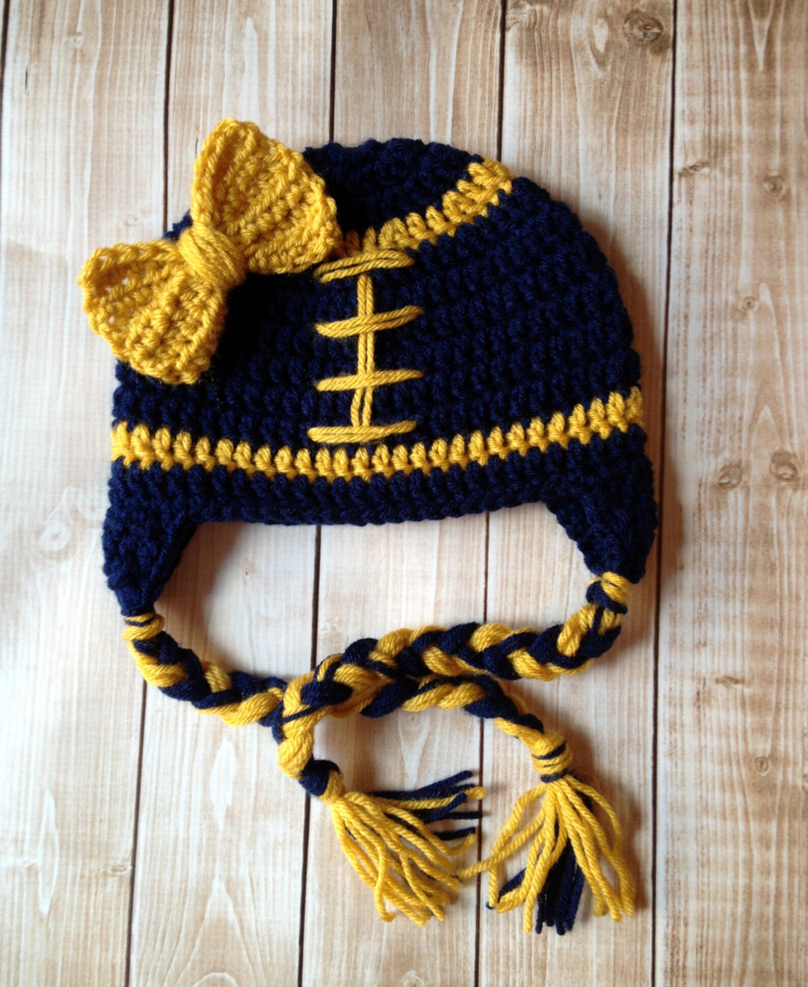 Little Miss Football Beanie in Navy Blue and Gold Available in - Etsy