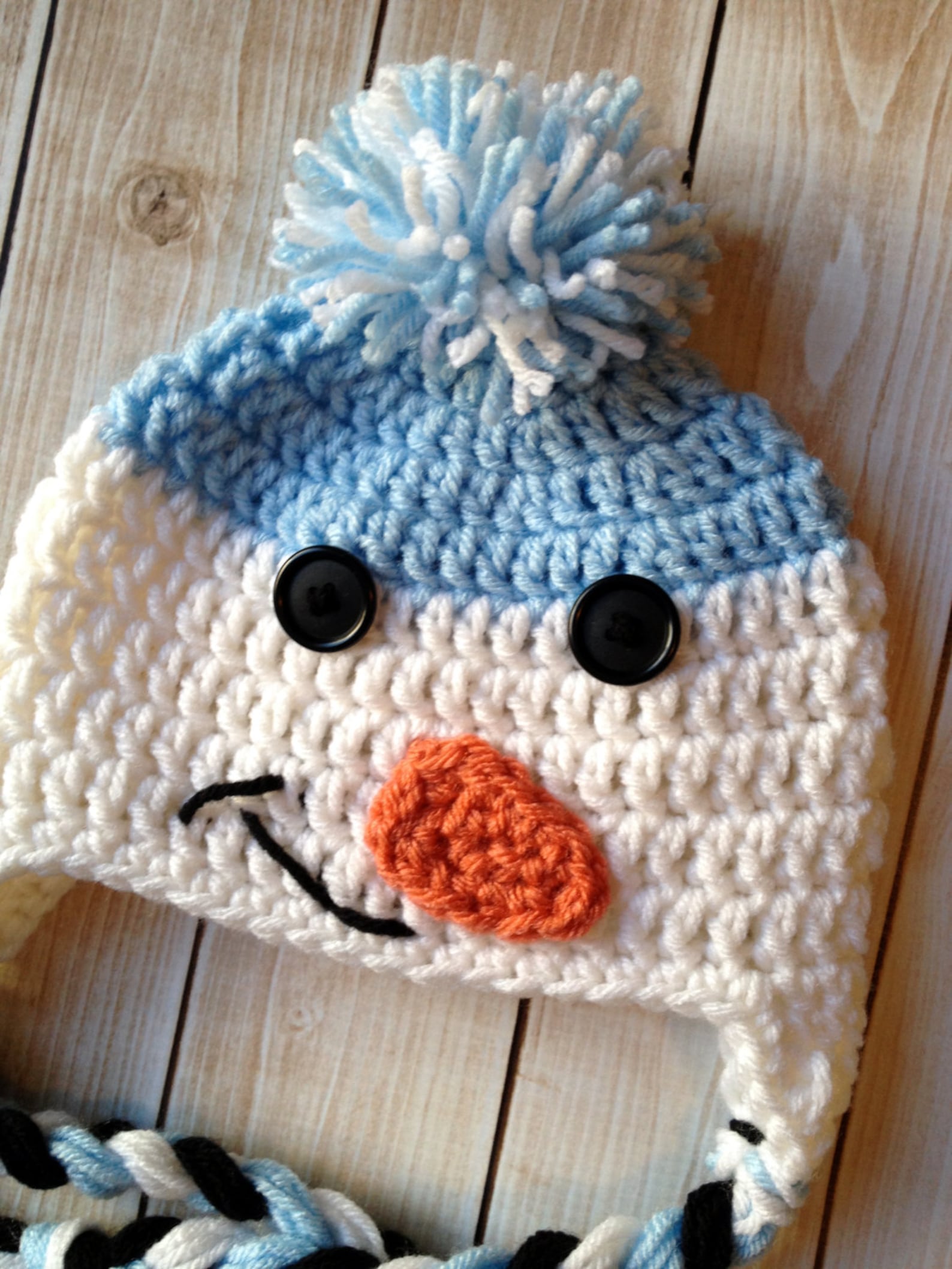 Little Mr Snowman Beanie in Baby Blue, Black and White Available in ...