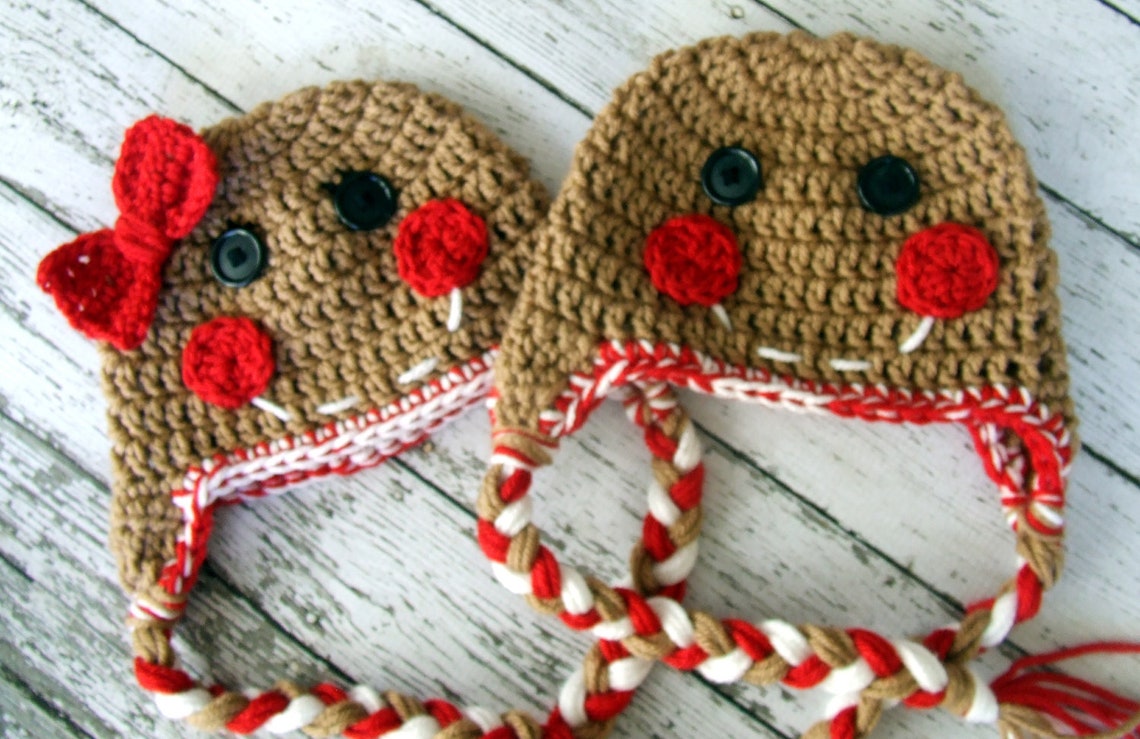 Little Mr. & Miss Gingerbread Beanies for Twins Available in Newborn to ...