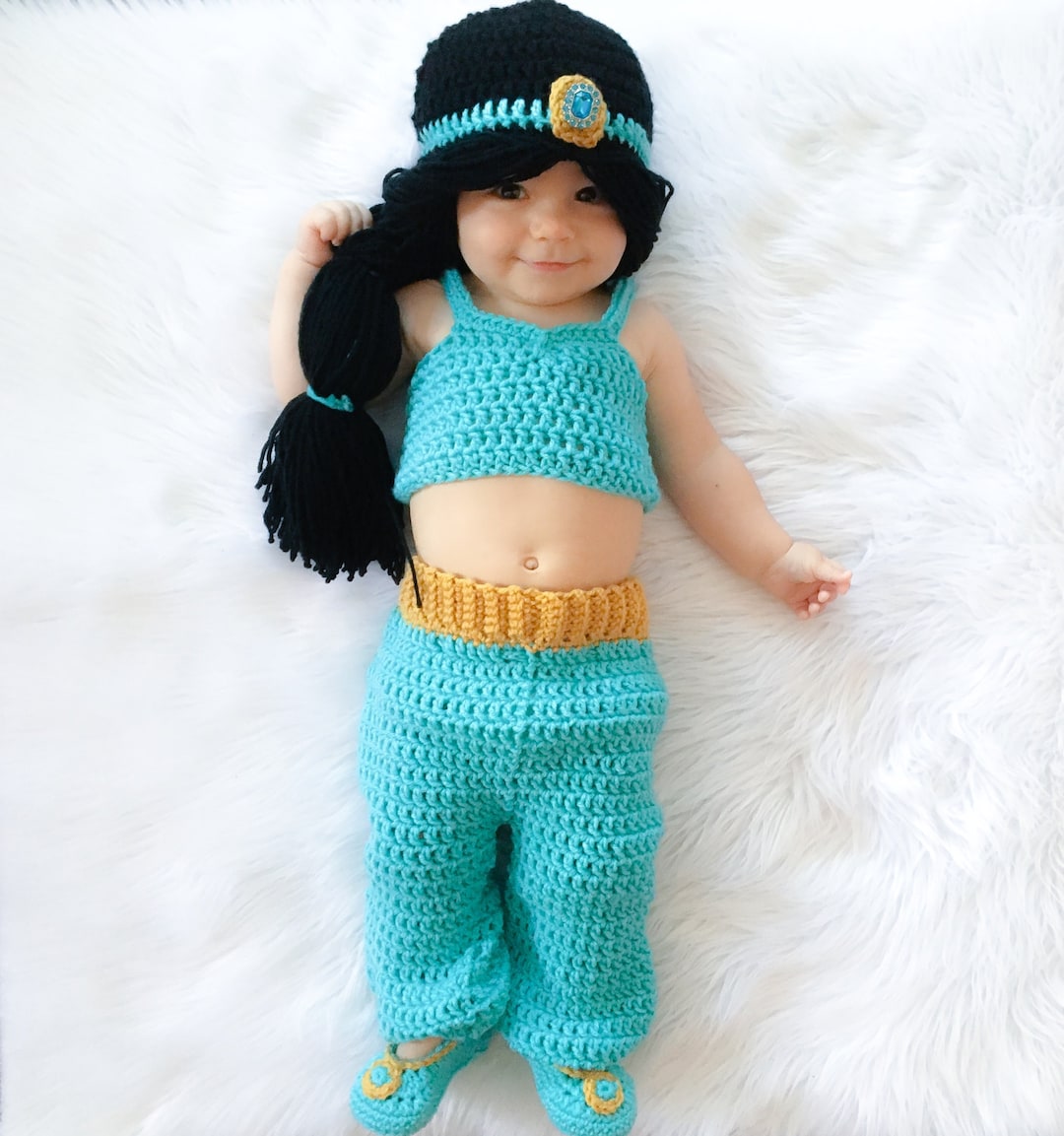 Princess Jasmine Inspired Costume/ Crochet Princess Jasmine Wig ...