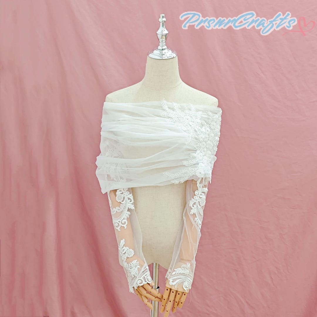 Dreamy Sequins Floral Tulle Wrap,shoulder Wrap for Wedding&party,white ...