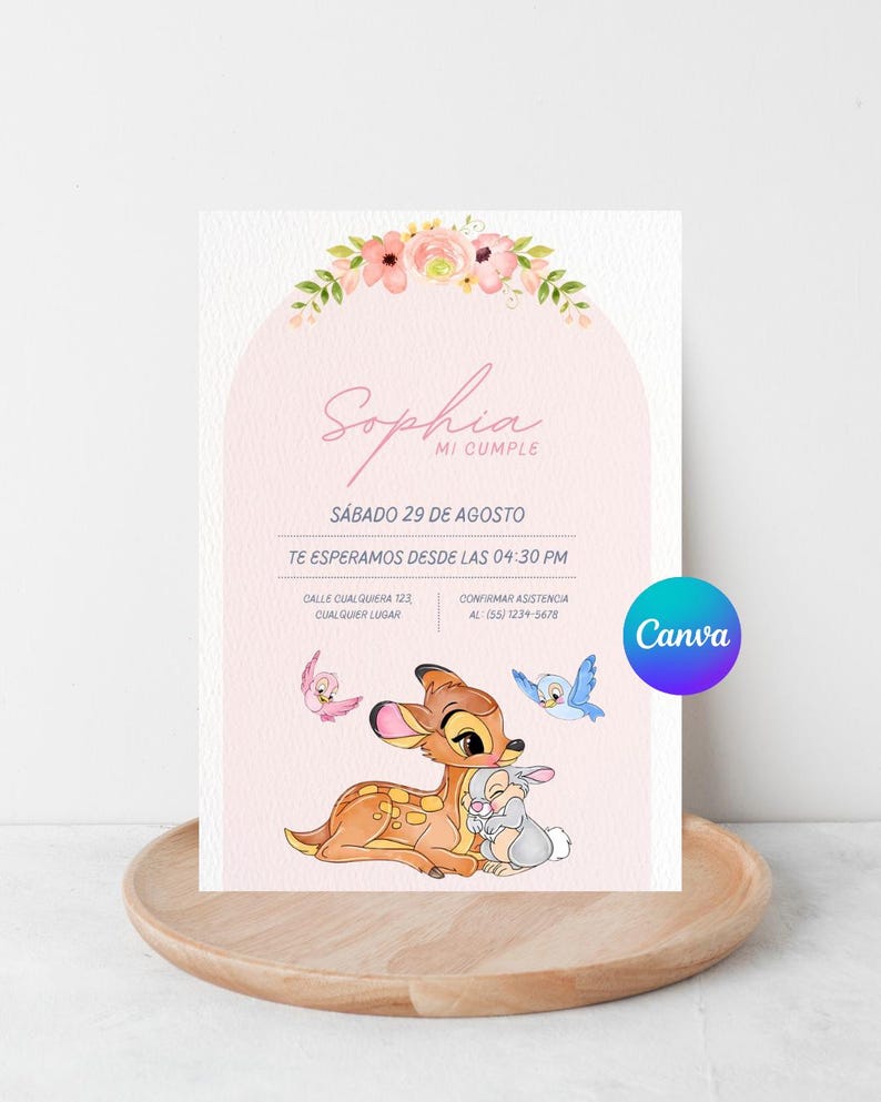 Bambi Birthday Invitation: Woodland Card in Canva (digital Download) - Etsy