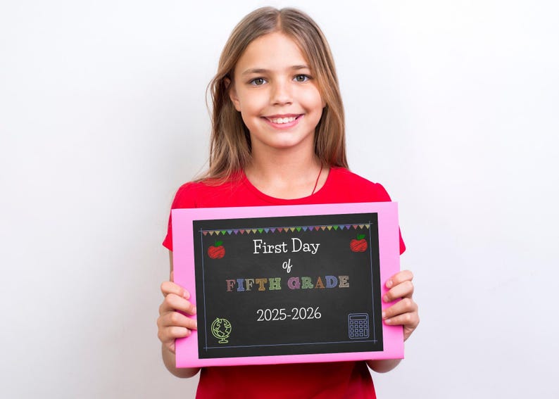 First Day of Fifth Grade Sign | Printable | Back to School Photo Sign ...