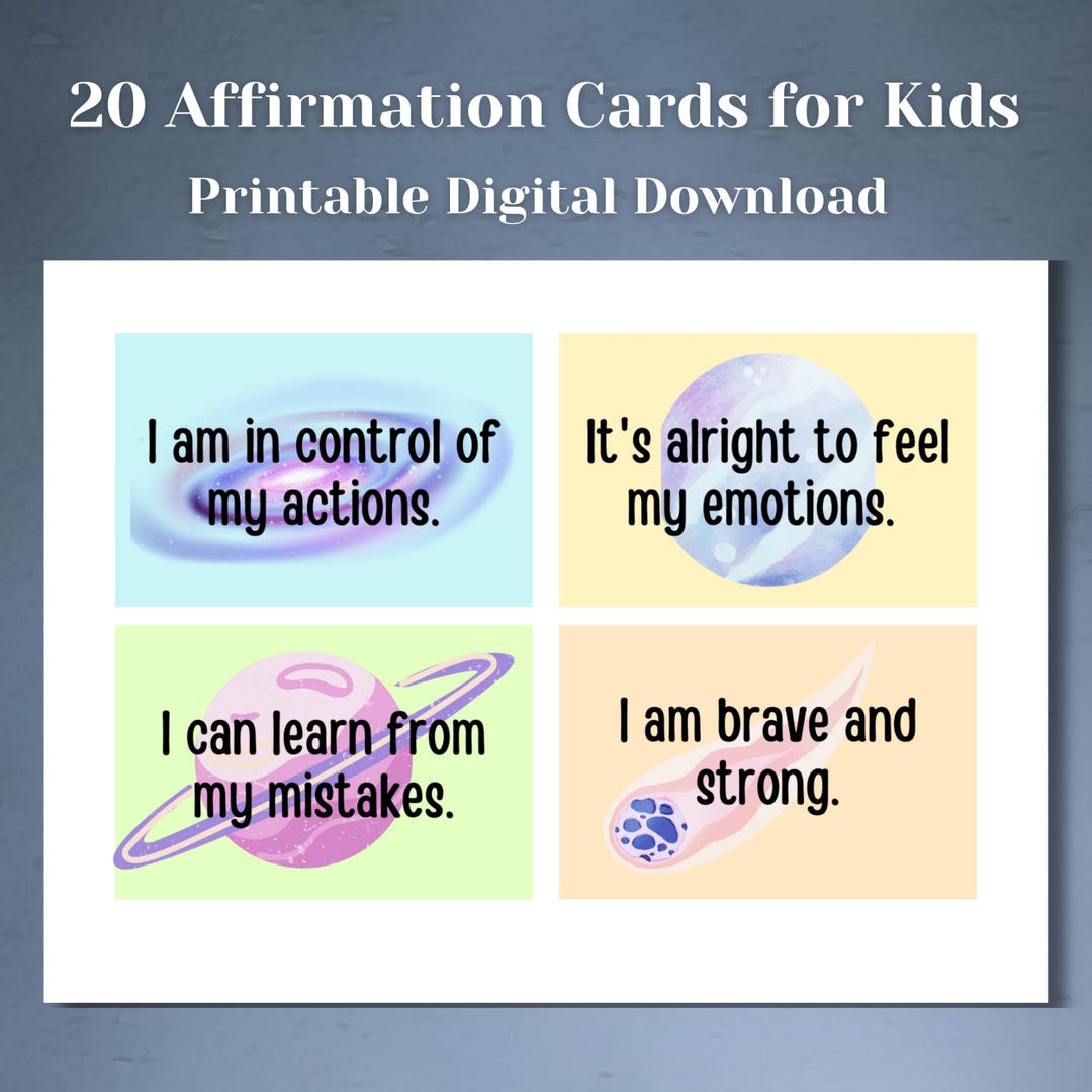 20 Printable Positive Affirmation Cards for Kids - Space Theme / Lunch ...