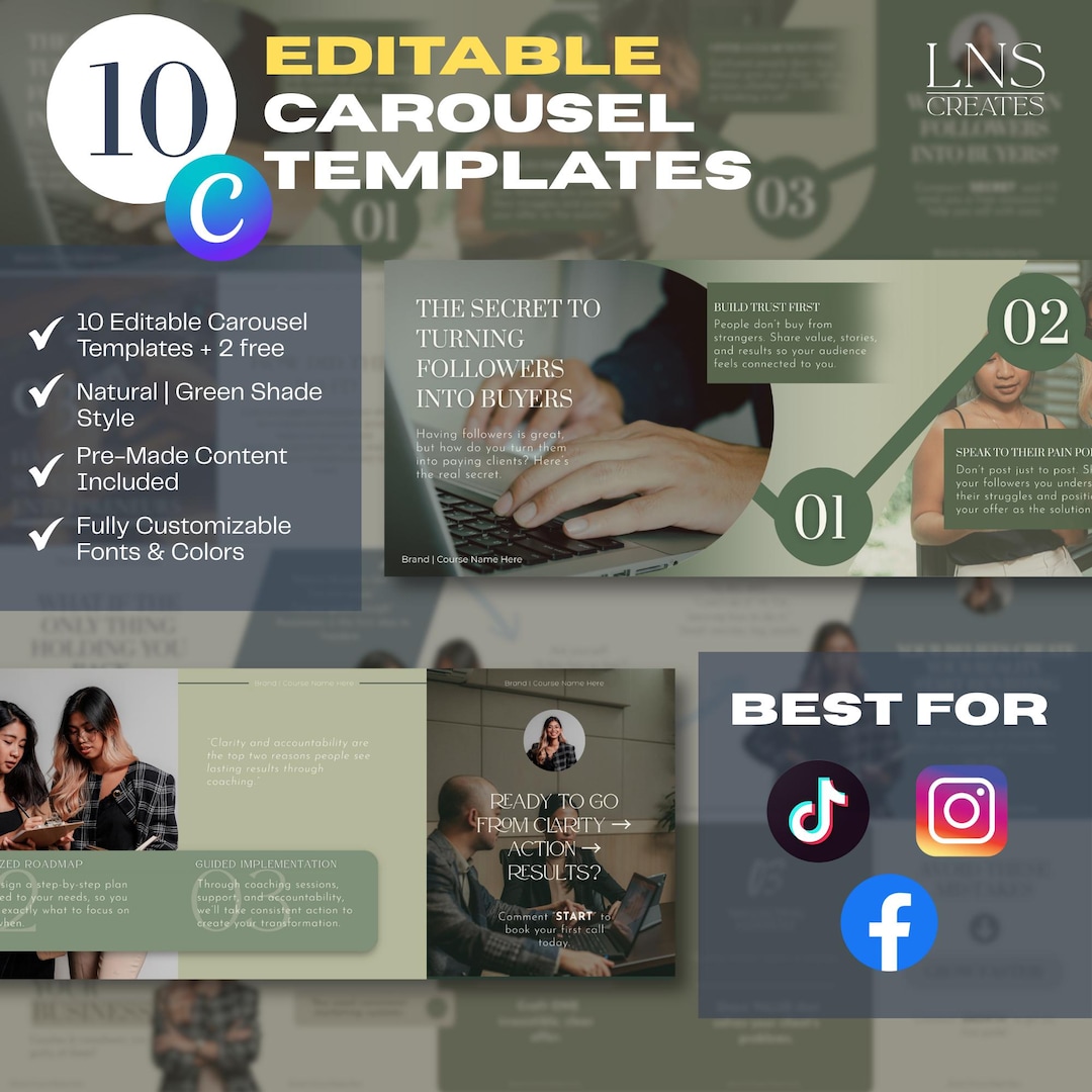 Minimalist Instagram Carousel Templates, Professional, Grey Green Canva ...