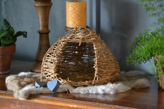 Woven Hanging Basket Wicker Hut Plant Holder Home Decor | Etsy