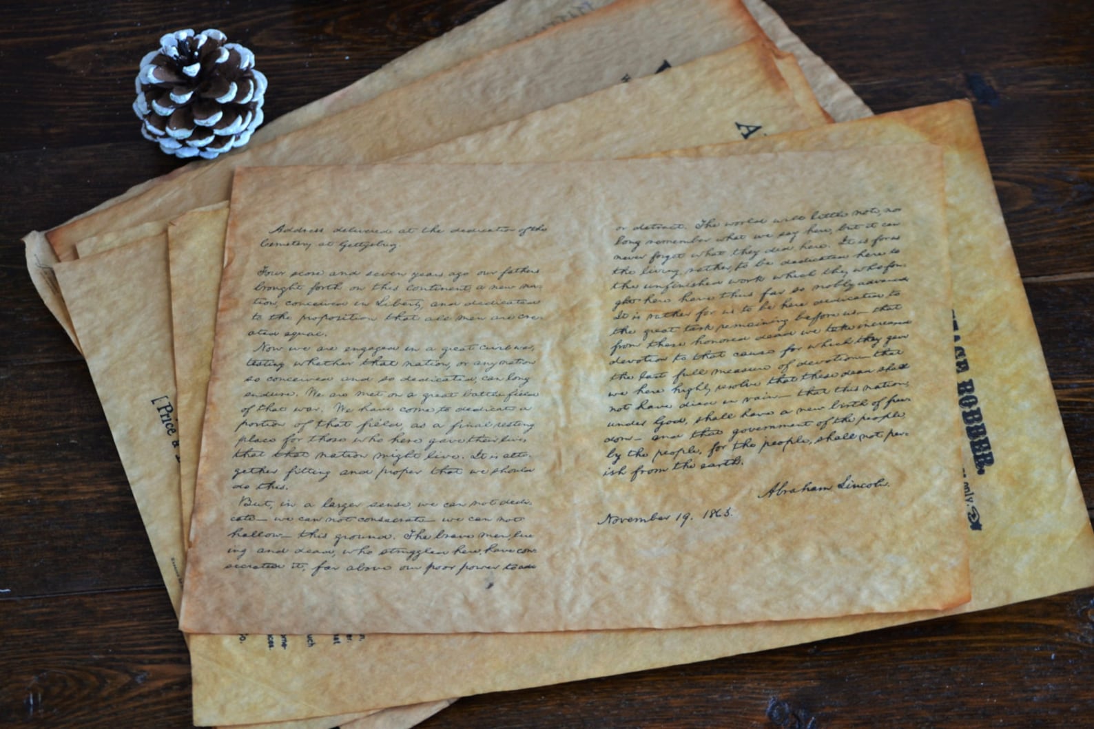 Aged Parchment Reproduction America Dissected / Vintage Paper Ephemera ...