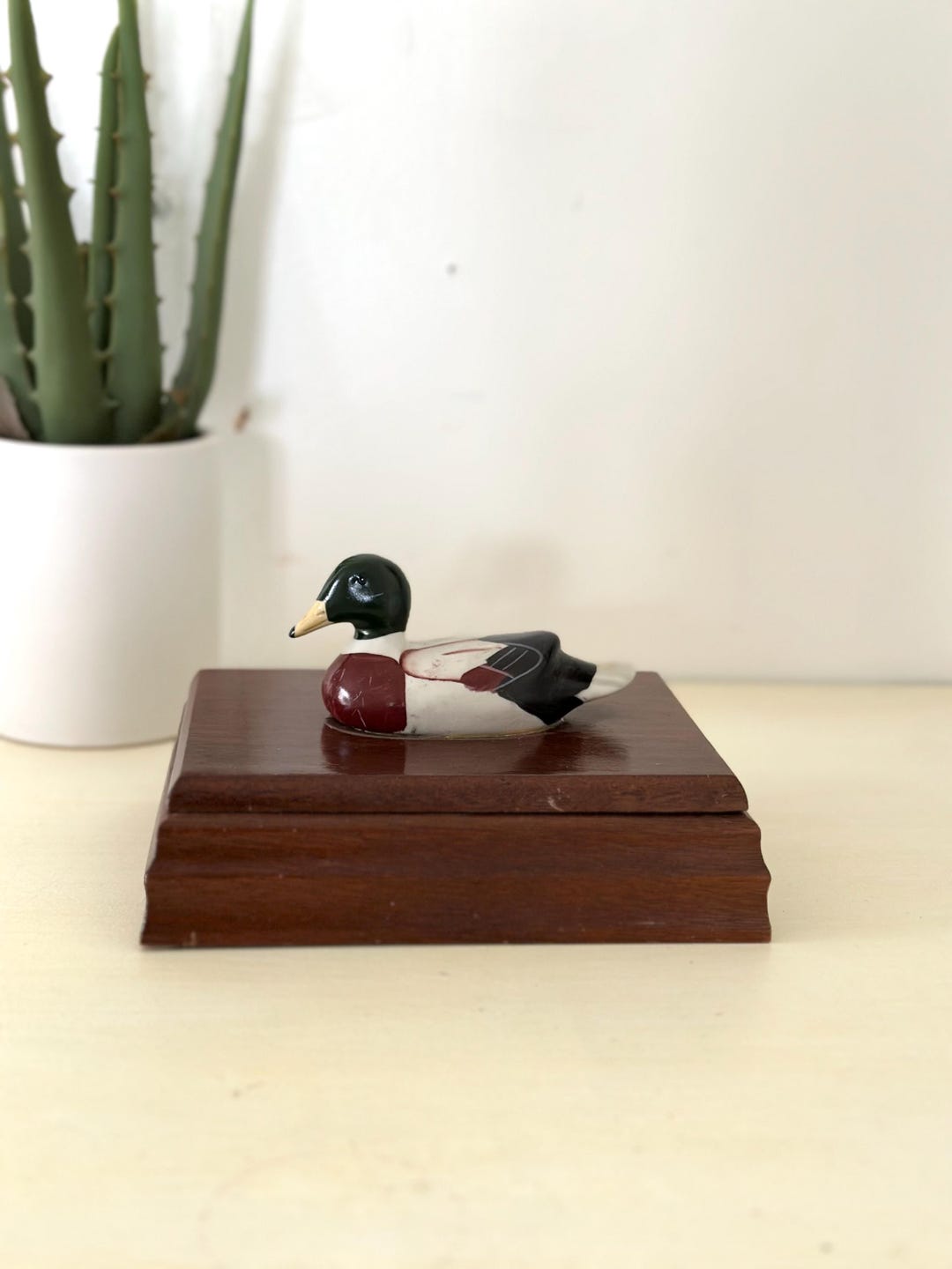 1981 Wood Playing Card Holder Albert E Price Products Porcelain Duck ...