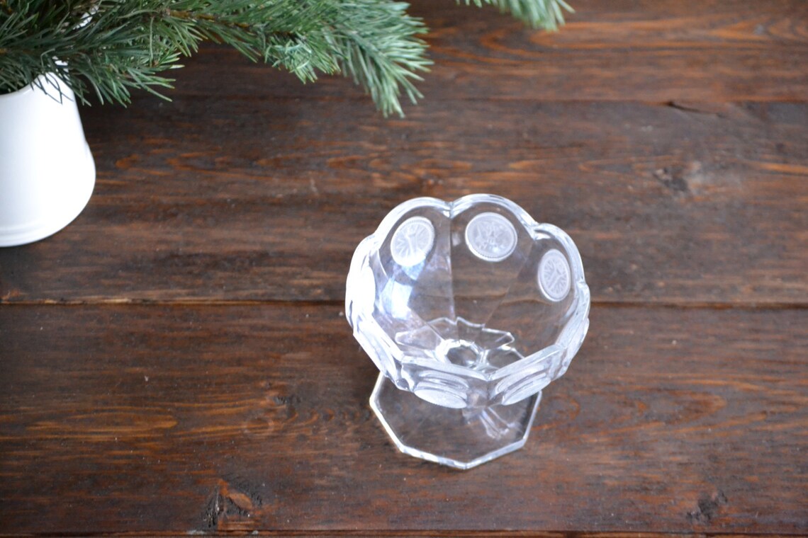 Fostoria Frosted Coin Jam Jelly Bowl Vintage Glass Open Compote Serving ...