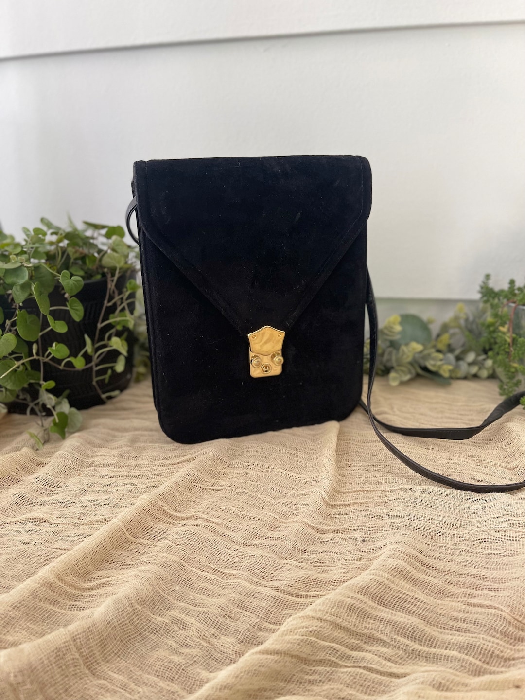 Black Suede Frenchy of California Bag Leather Crossbody Soft Retro ...