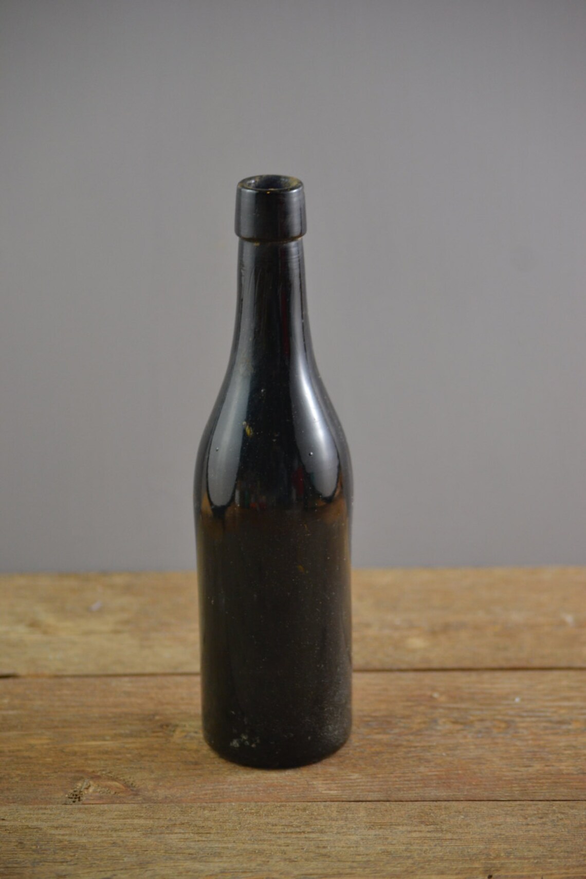 Antique Black Glass Ale Bottle Etsy