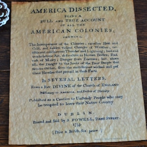 Aged Parchment Reproduction America Dissected / Vintage Paper Ephemera ...