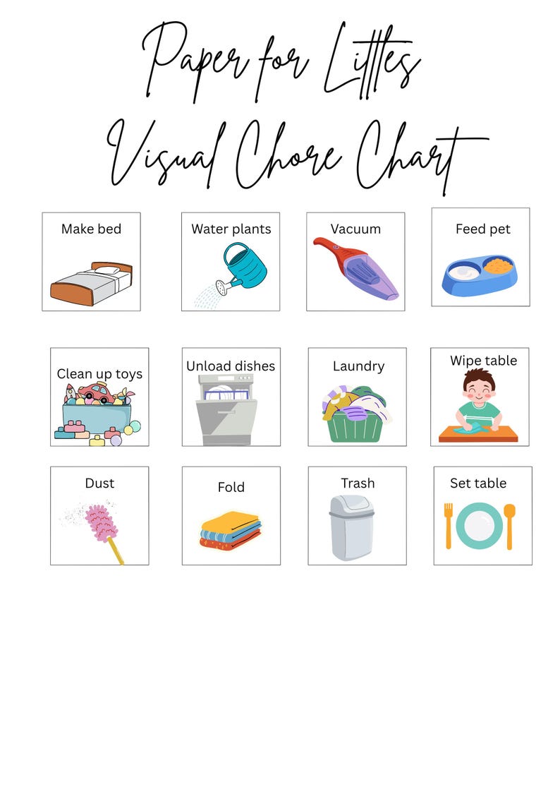 Visual Chore Chart for Kids (printable) - Etsy