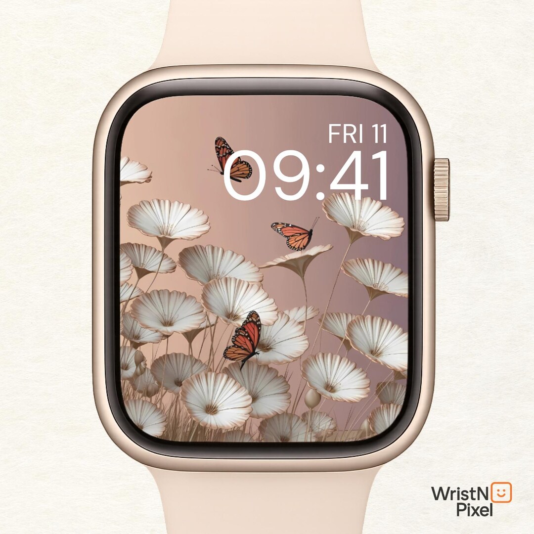 Monarch Butterfly Apple Watch Wallpaper: Elegant Floral Smartwatch ...