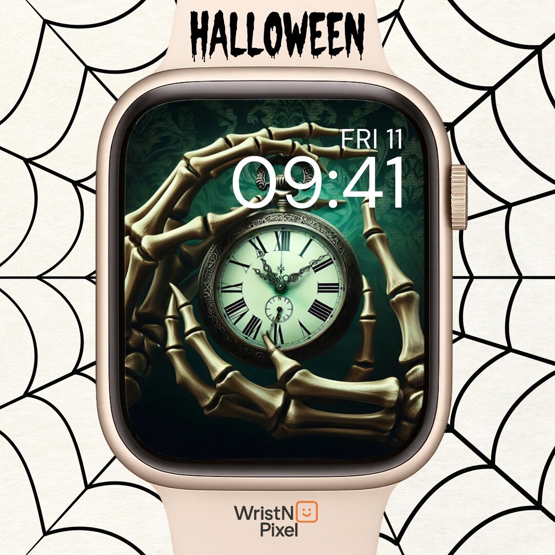 Skeleton Hands Pocket-watch Halloween Apple Watch Wallpaper | Dark ...