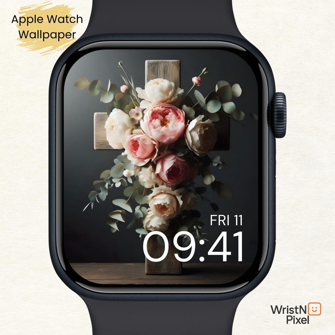 Floral Cross Apple Watch Wallpaper | Christian Easter Design (digital ...