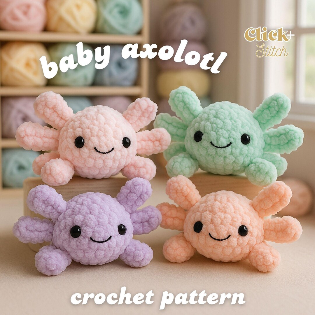 Easy Axolotl Crochet Pattern PDF | Amigurumi Plush | Easy Beginner ...