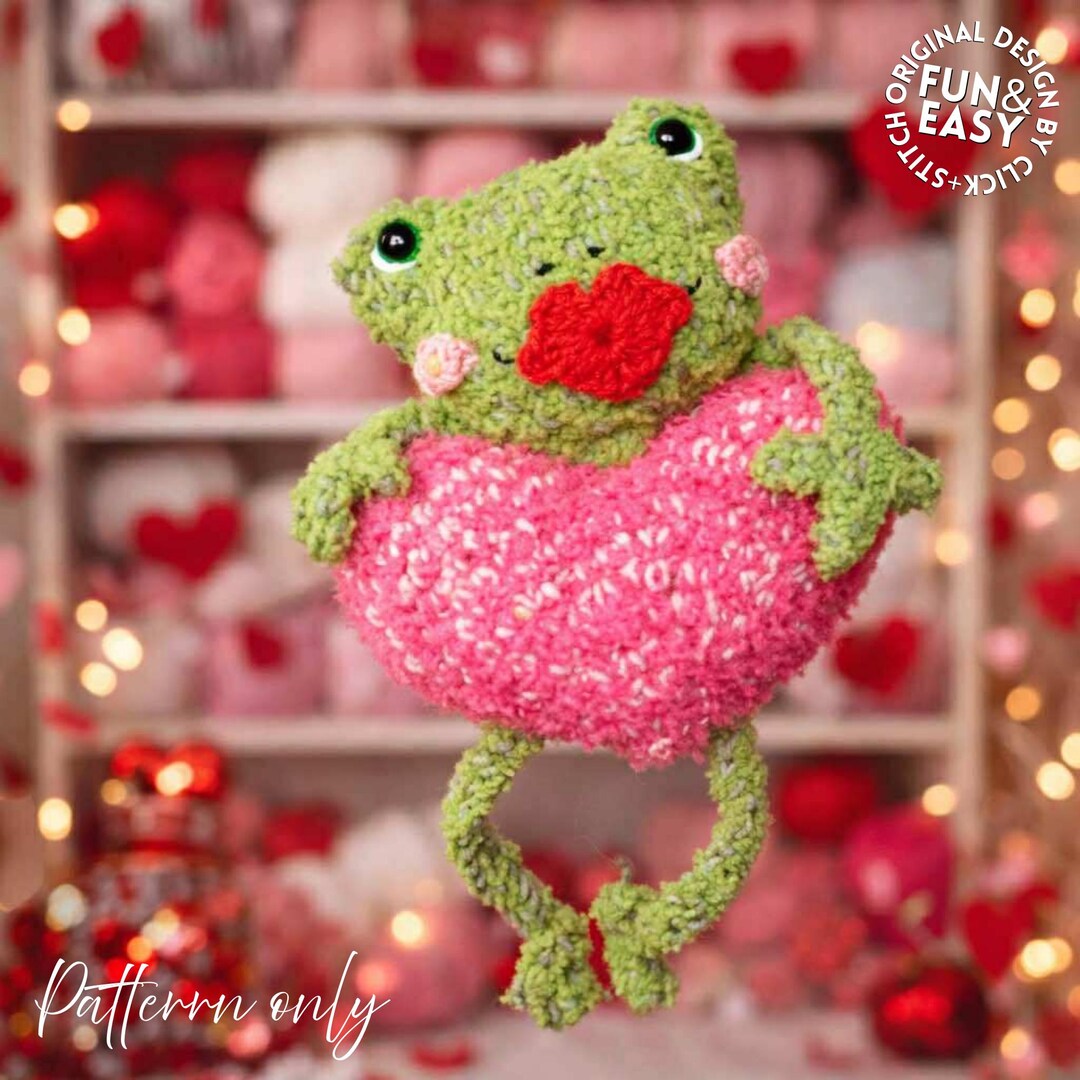 Valentine Frog Crochet Pattern – Cute Heart Frog Amigurumi PDF, Easy ...