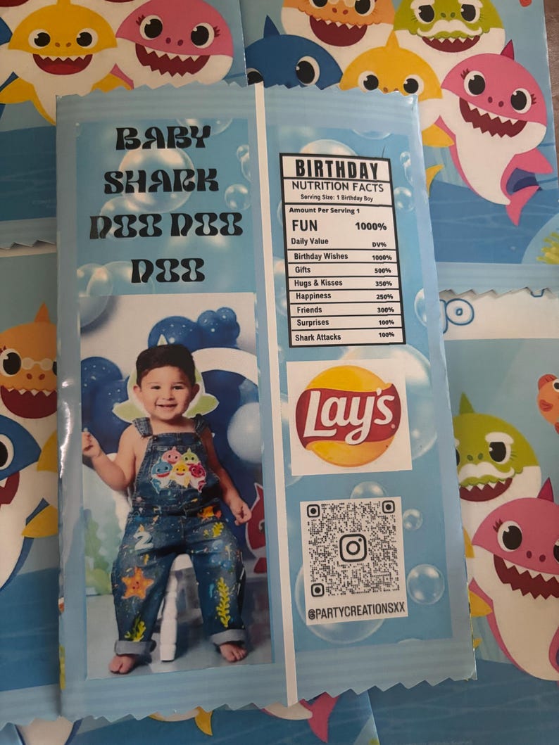 Baby Shark Custom Chip Bags - Etsy