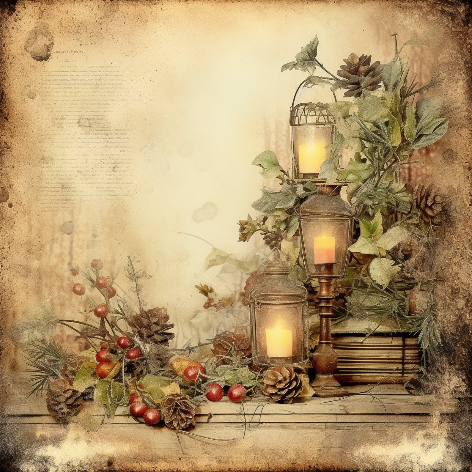 12x12 Vintage Christmas Printable Papers 10 Sheets - Etsy