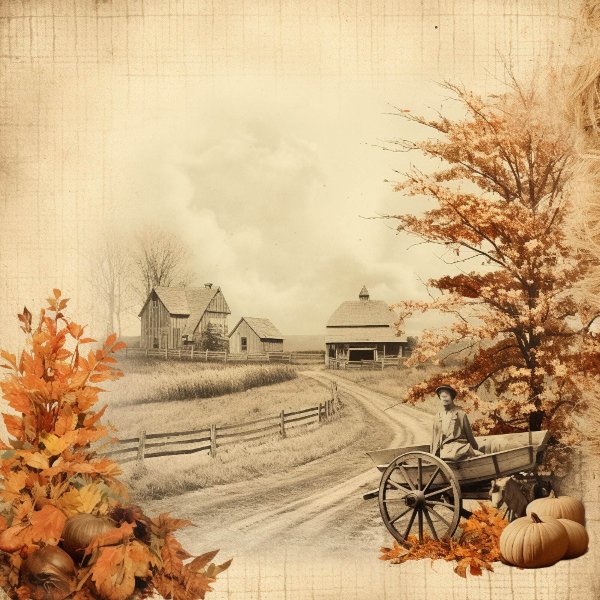 12x12 Vintage Fall Printable Papers 12 Sheets - Etsy