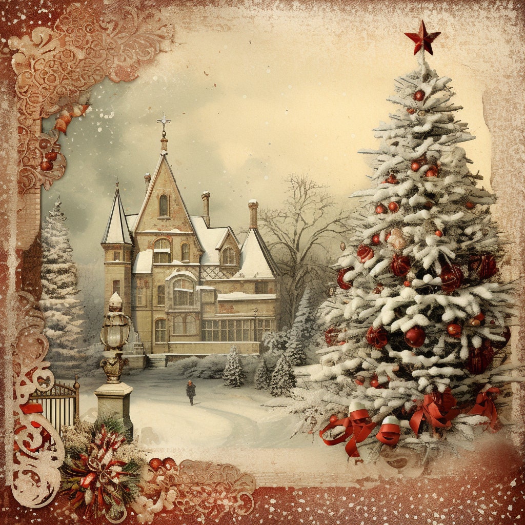12x12 Vintage Christmas Printable Papers 10 Sheets - Etsy