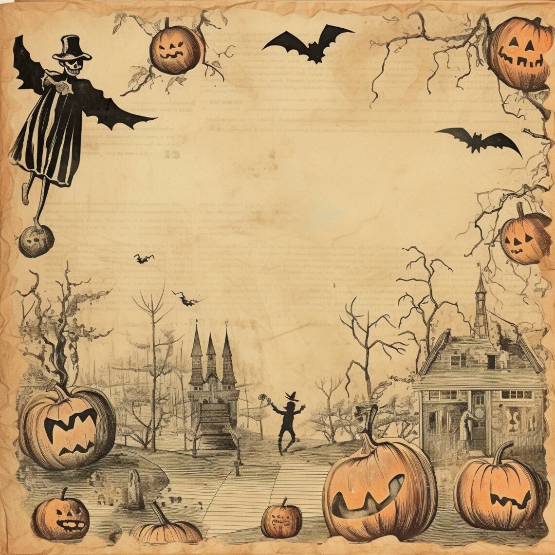 12x12 Vintage Halloween Printable Papers 12 Sheets - Etsy