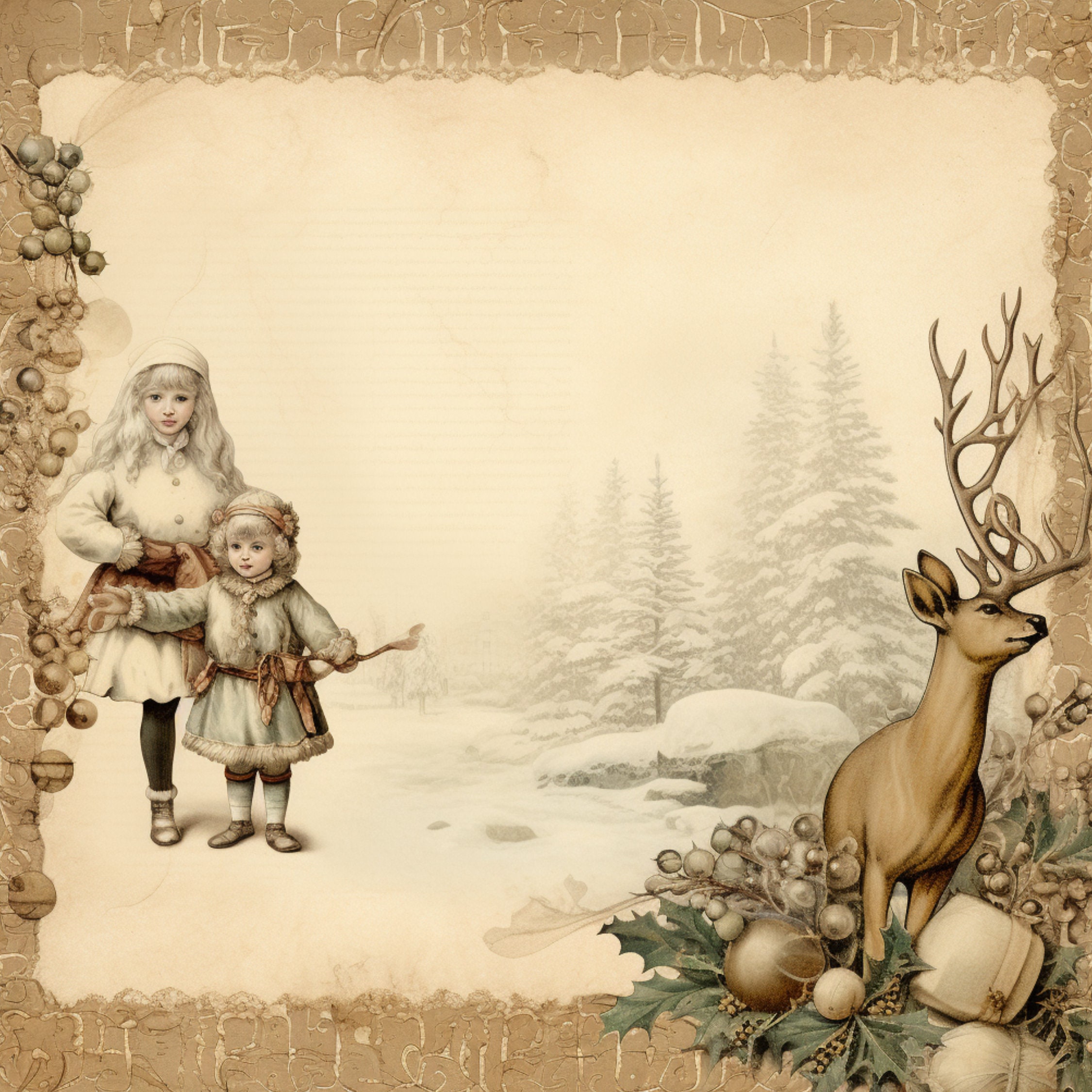 12x12 Vintage Christmas Printable Papers 12 Sheets - Etsy