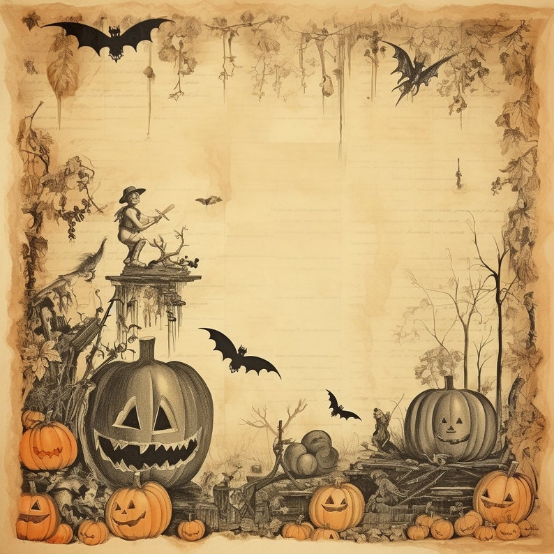 12x12 Vintage Halloween Printable Papers 12 Sheets - Etsy