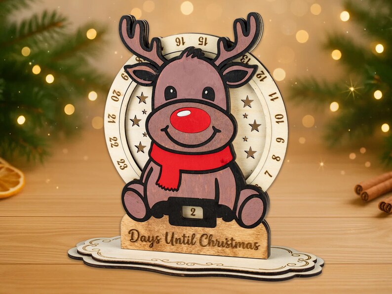 Reindeer Christmas Countdown Calendar SVG – Advent Decor, Laser Cut ...