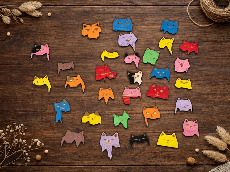 Wooden Cat Puzzle SVG Laser Cut, 36 Piece Jigsaw Kids Gift Glowforge ...