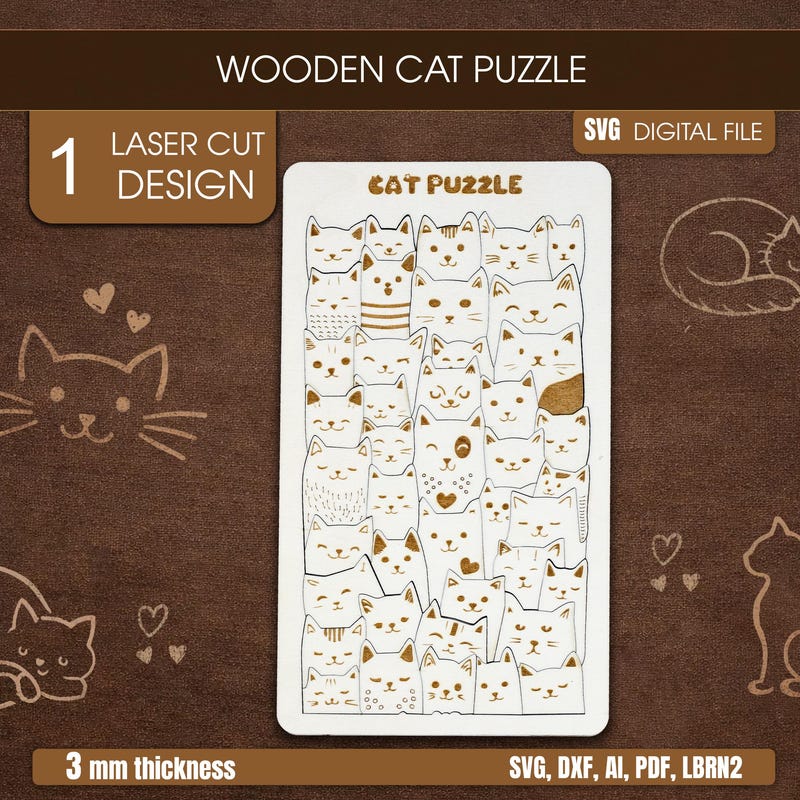 Wood Cat Puzzle - Etsy