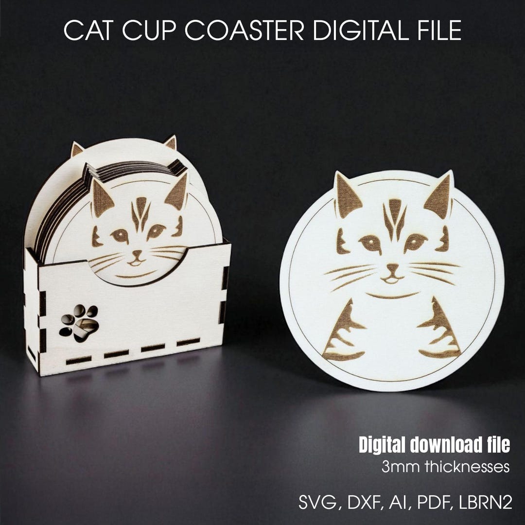 Laser Cut Cat Paw Coaster SVG File: DIY Drink Holder (digital Download ...