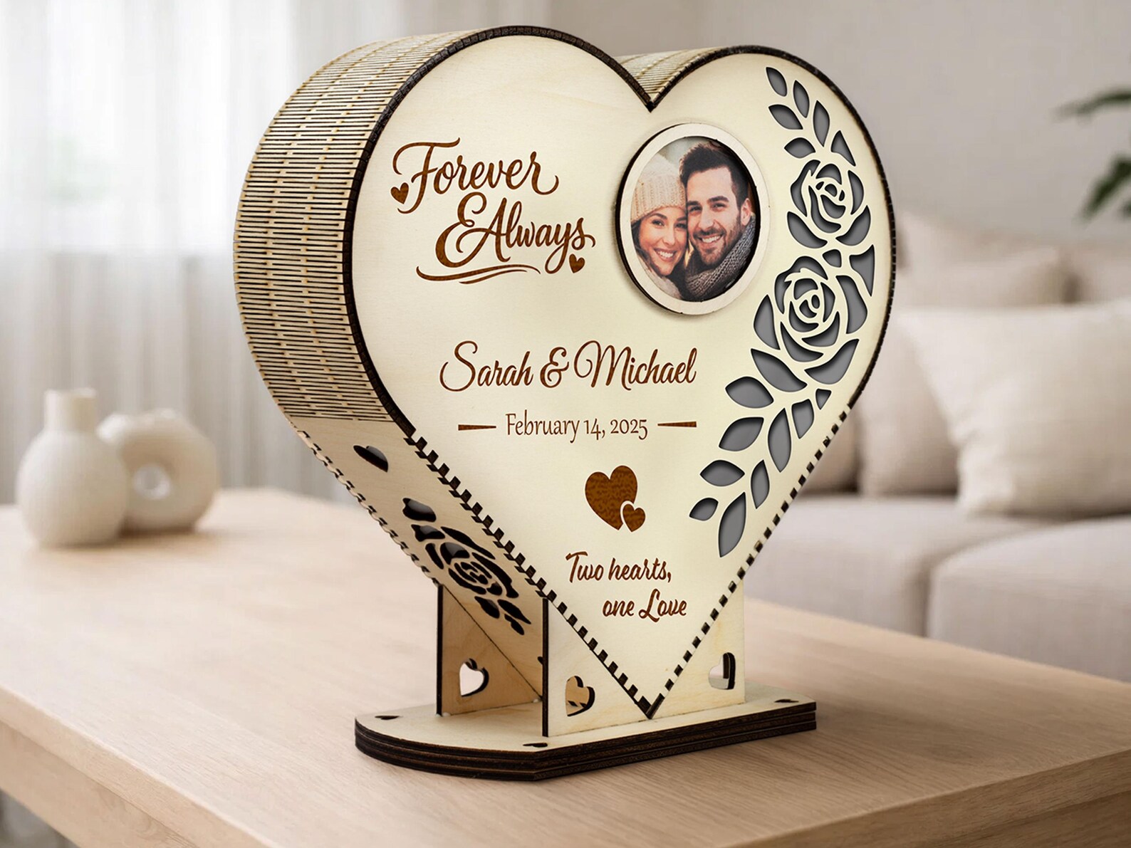 Lámpara LED de corazón de San Valentín personalizada SVG / Boda Forever ...