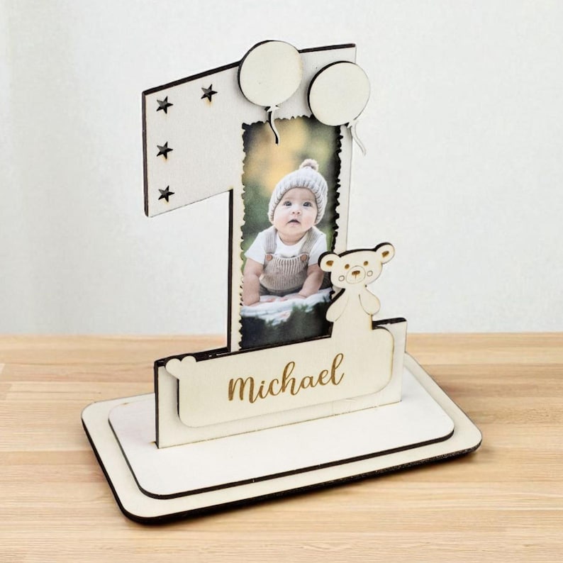 First Birthday Photo Frame SVG | Laser Cut Digital File | 3D Wooden ...
