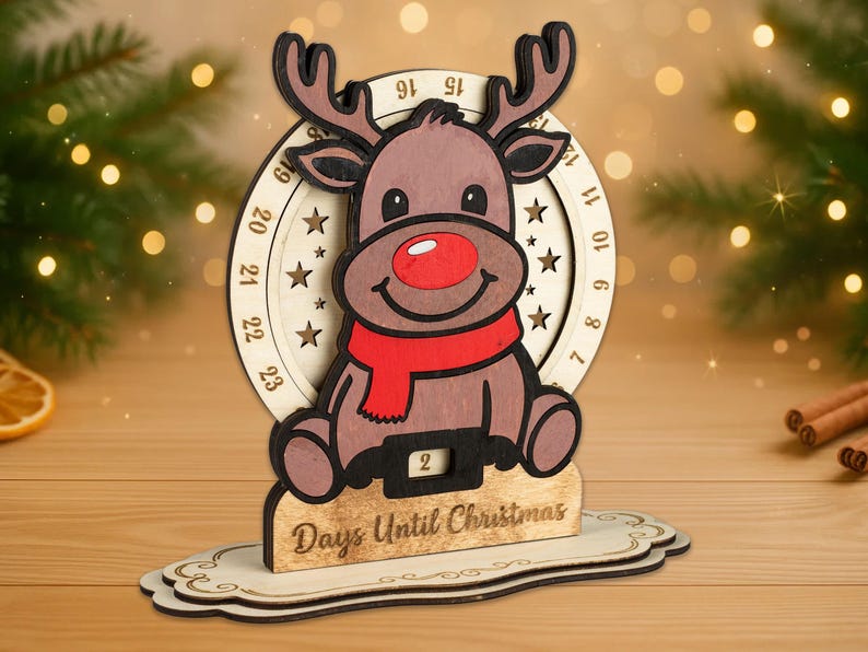 Reindeer Christmas Countdown Calendar SVG – Advent Decor, Laser Cut ...