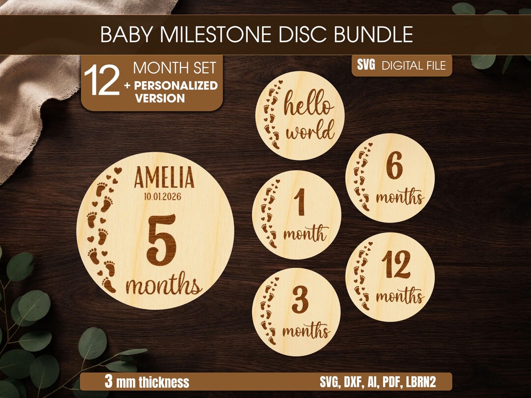 Baby Milestone Discs SVG Bundle | Personalized Laser Cut Files - Etsy
