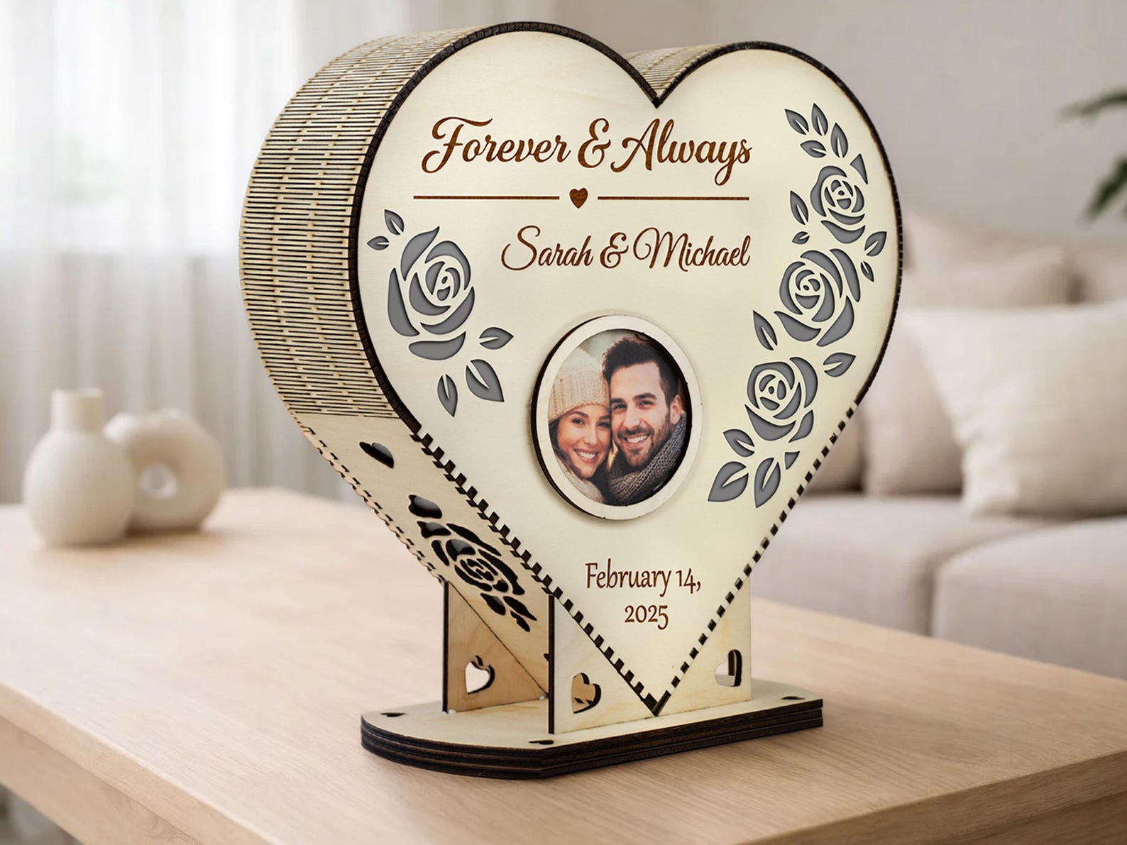 Lámpara LED de corazón de San Valentín personalizada SVG / Boda Forever ...