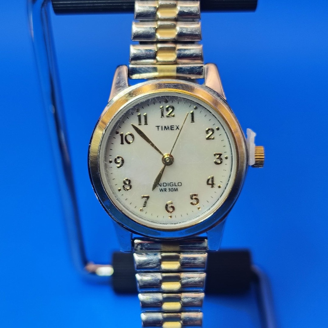 Vintage 2006 Timex Indiglo 25mm Women's Two Tone Quartz Watch Stretch ...