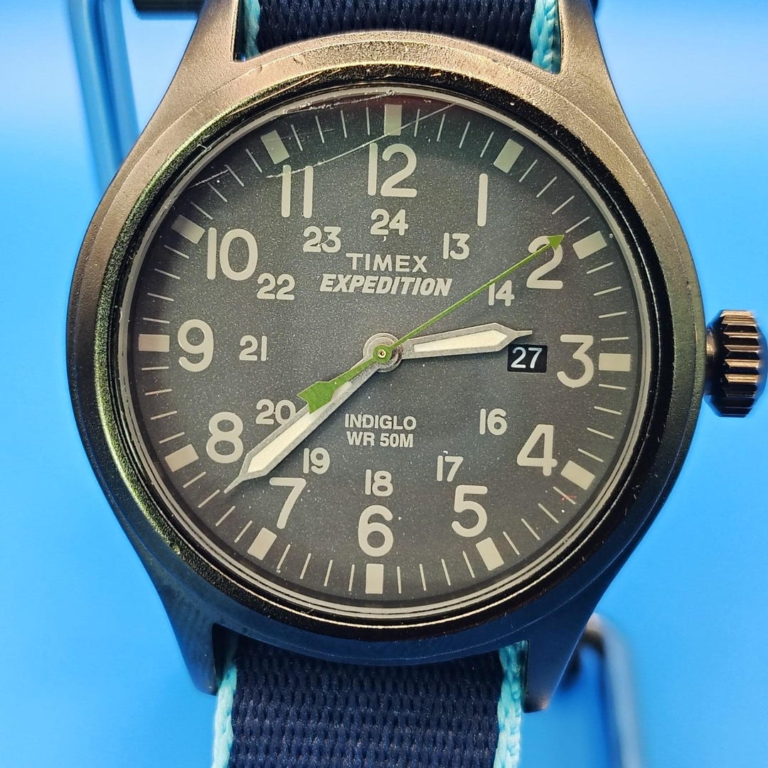 Vintage Timex Expedition Indiglo Date 40mm Mens Quartz Watch New Nato ...
