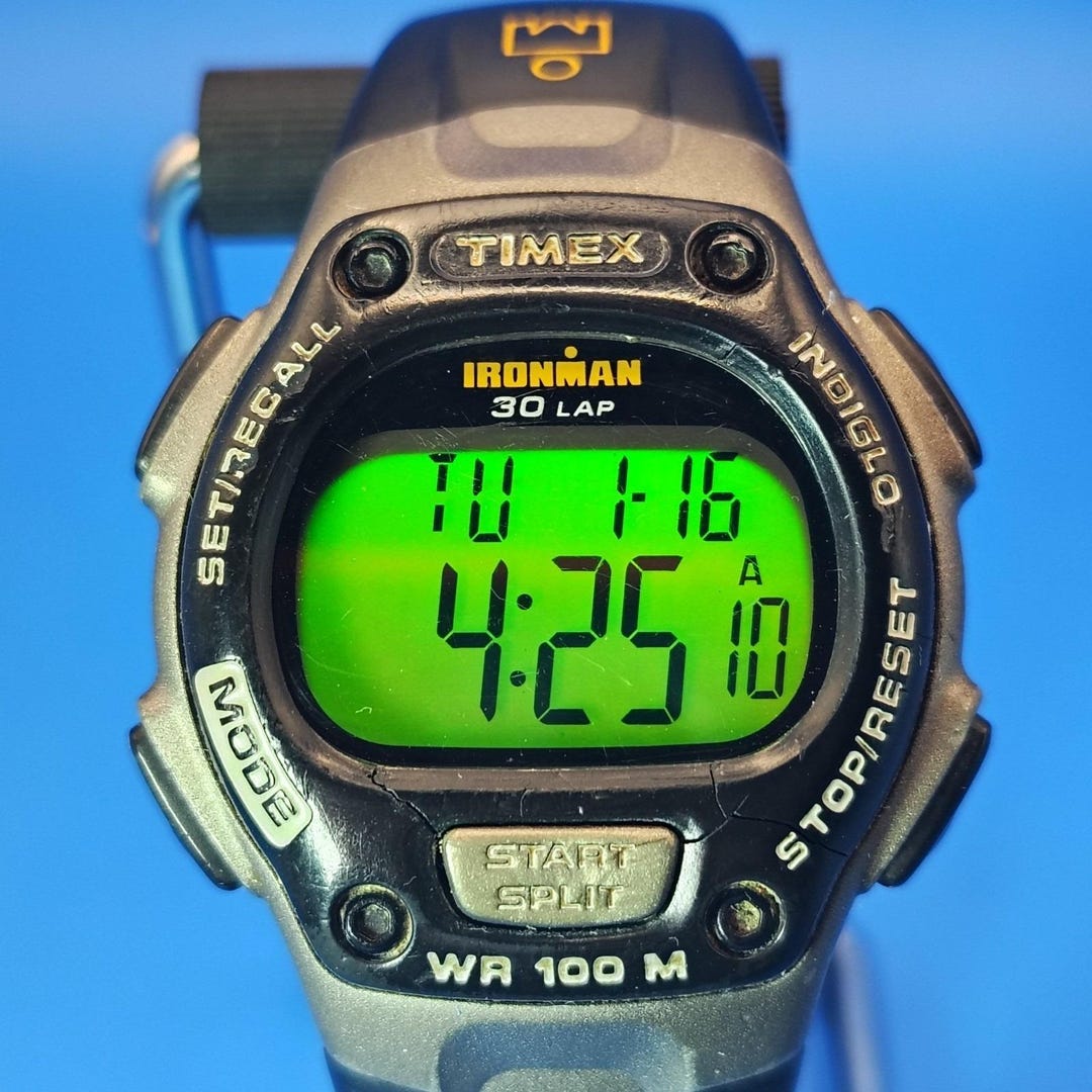 Vintage 2002 Timex Iron Man Indiglo 37mm Mens Quartz Sports Watch 100M ...