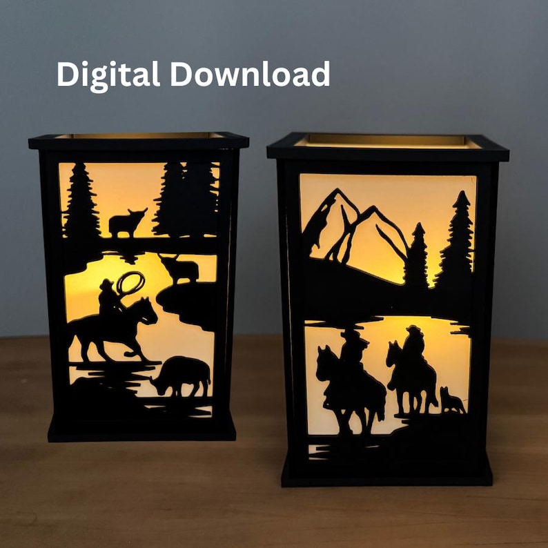 3D Printed Cowboy Cowgirl Lantern STL File: Home Decor Tea Light Holder ...