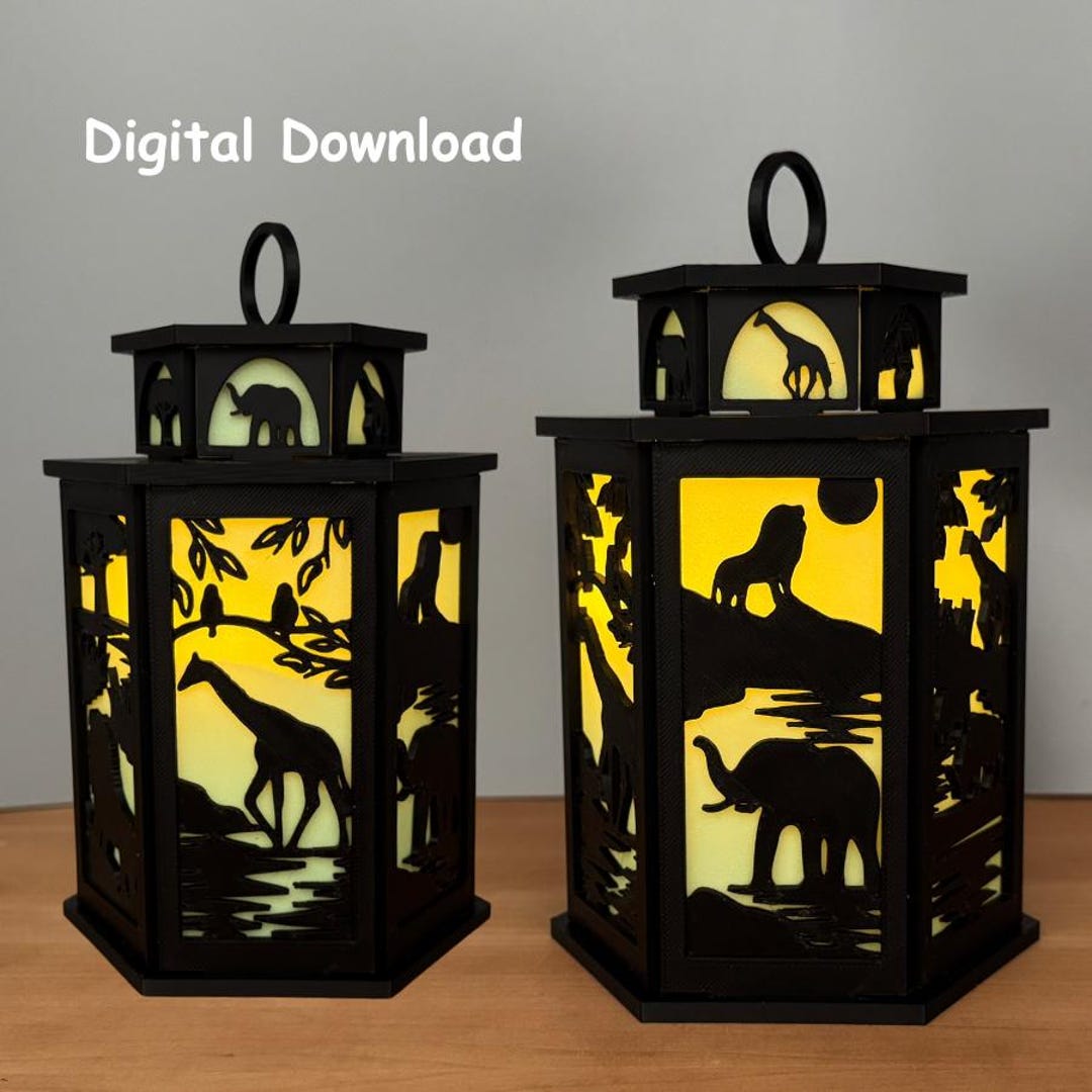 3D Printed Safari Lantern STL Wildlife Tea Light Holder Candle Holder ...