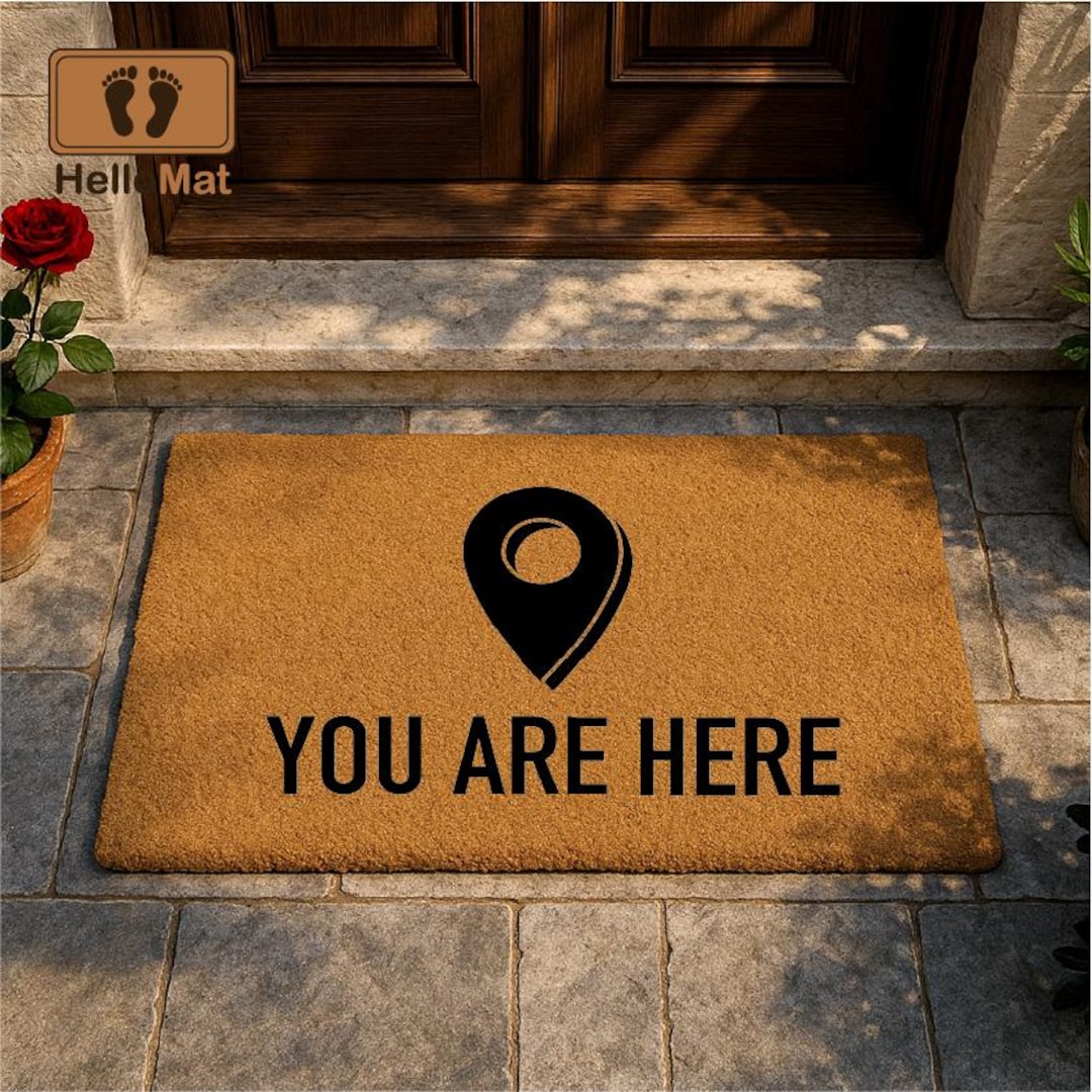 You Are Here Welcome Doormat, Map Pin Door Mat, Housewarming Gift ...