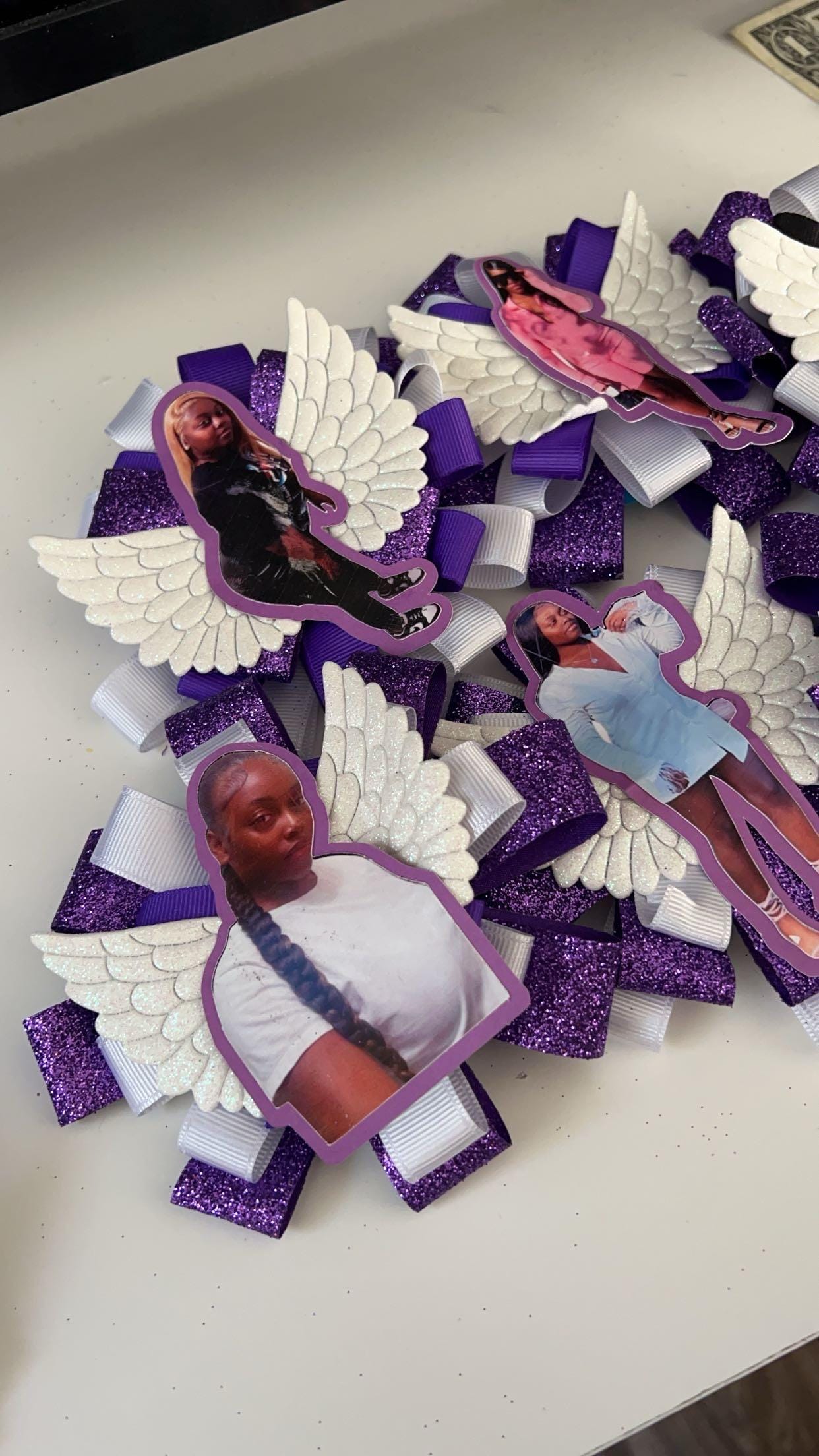 Custom Memorial Ribbon Pins With Angel Wings Personalized Tribute ...