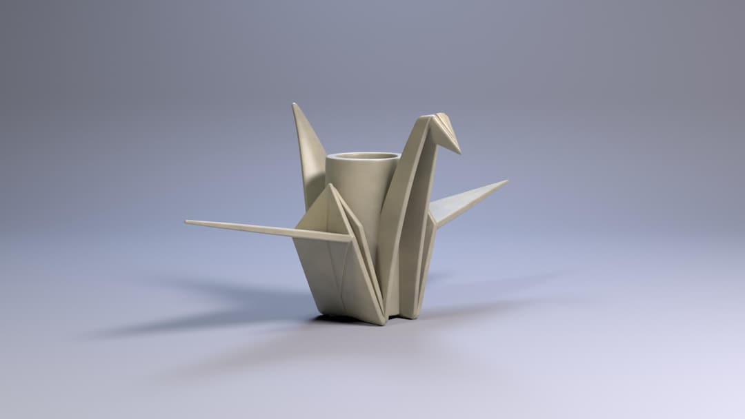 Origami Bird Pen Holder – Folded Crane Desk Organizer, STL File,3d ...