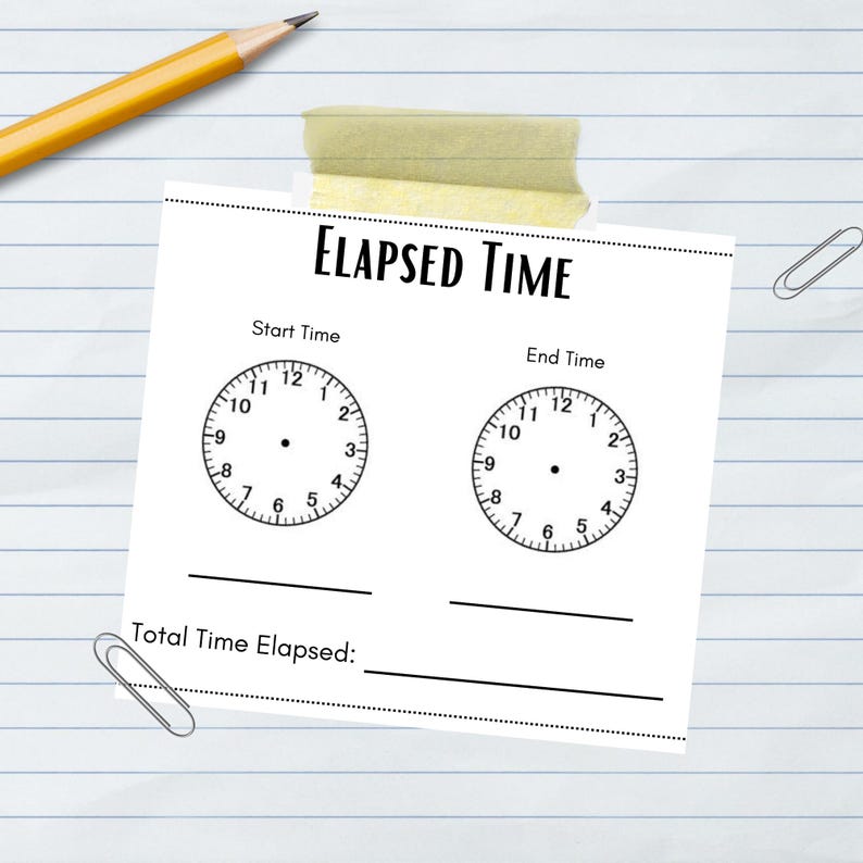 Elapsed Time Worksheet - Etsy