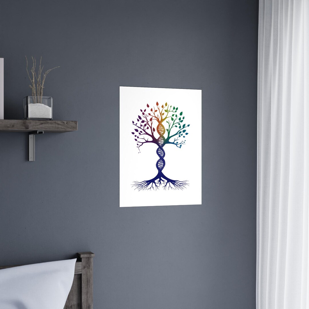 Rainbow DNA Tree Matte Poster | Botanical Genetic Art Print - Etsy