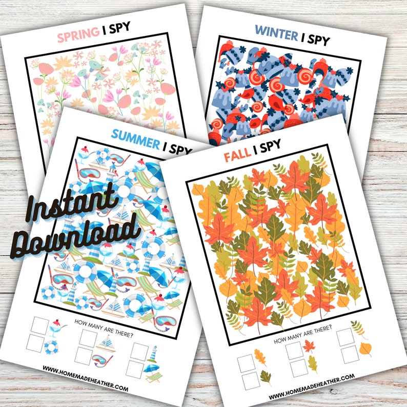 Four Season I Spy Printable Bundle I Spy Seasons Printable PDF Instant ...